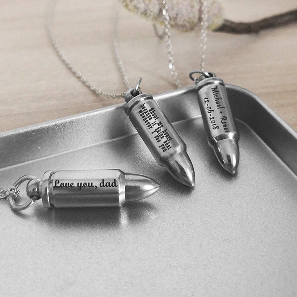 Custom Bullet Necklace Personalized Army Tag Necklace Bullet Jewelry