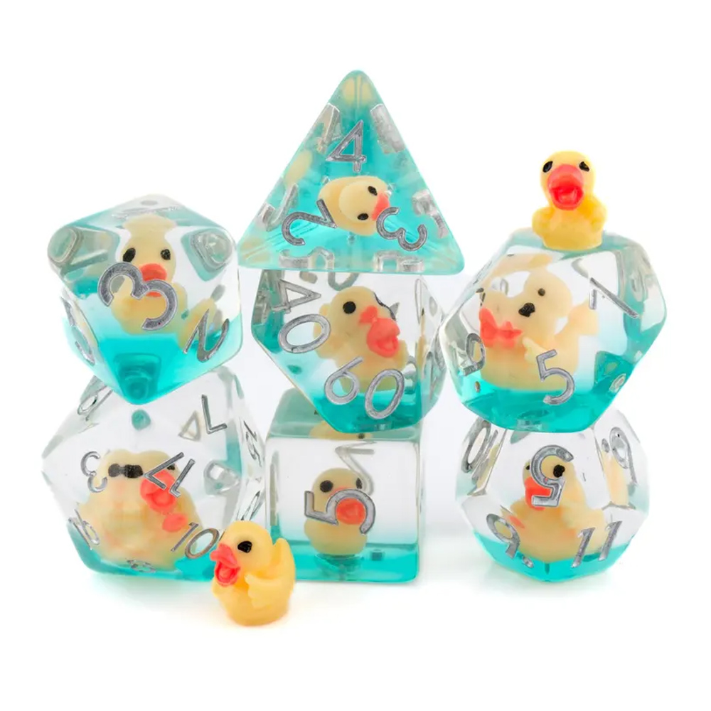 Rubber Duck DND Dice Set, 7 Piece Resin RPG Dice, Cute Animal ...