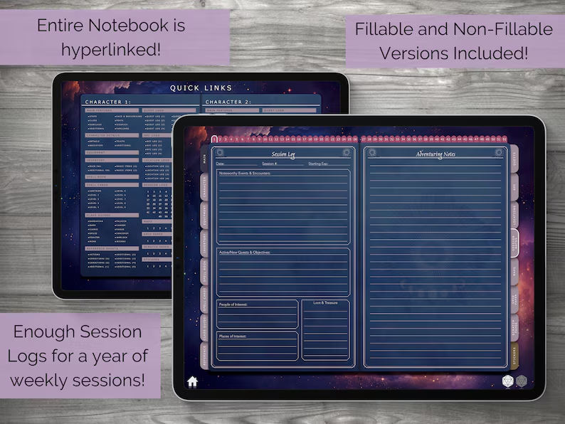 Digital DND Character Journal, DND Character Sheet with Spell Cards ...