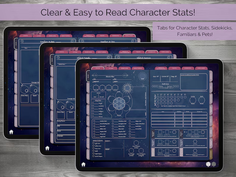 Digital DND Character Journal, DND Character Sheet with Spell Cards ...
