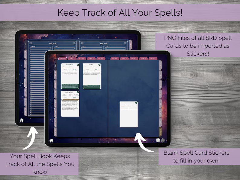 Digital DND Character Journal, DND Character Sheet with Spell Cards ...