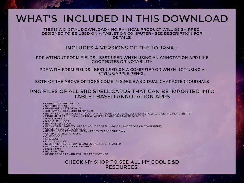 Digital DND Character Journal, DND Character Sheet with Spell Cards ...