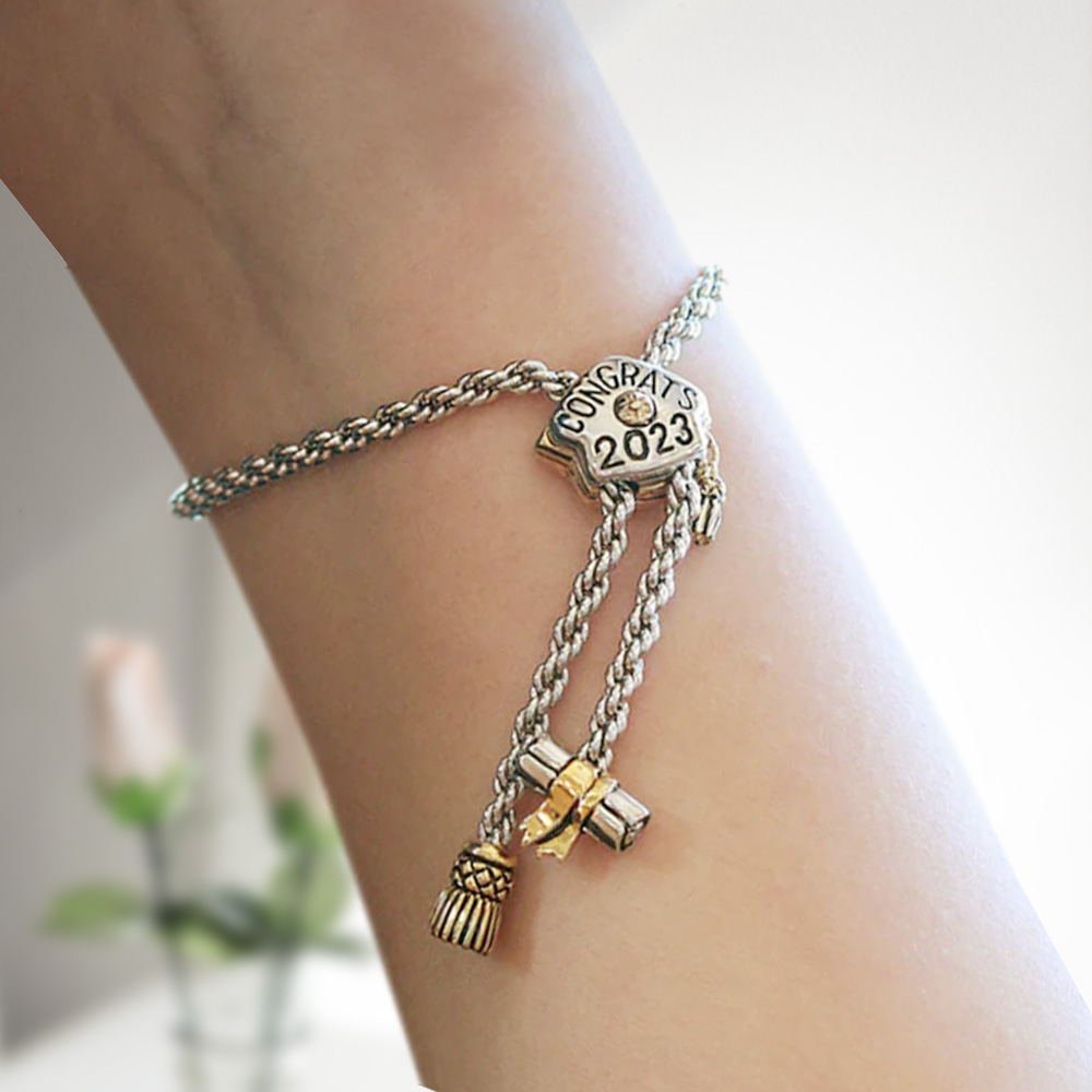 Celebration Graduation Cap Bolo Bracelet, Adjustable Bracelet, Bolo ...