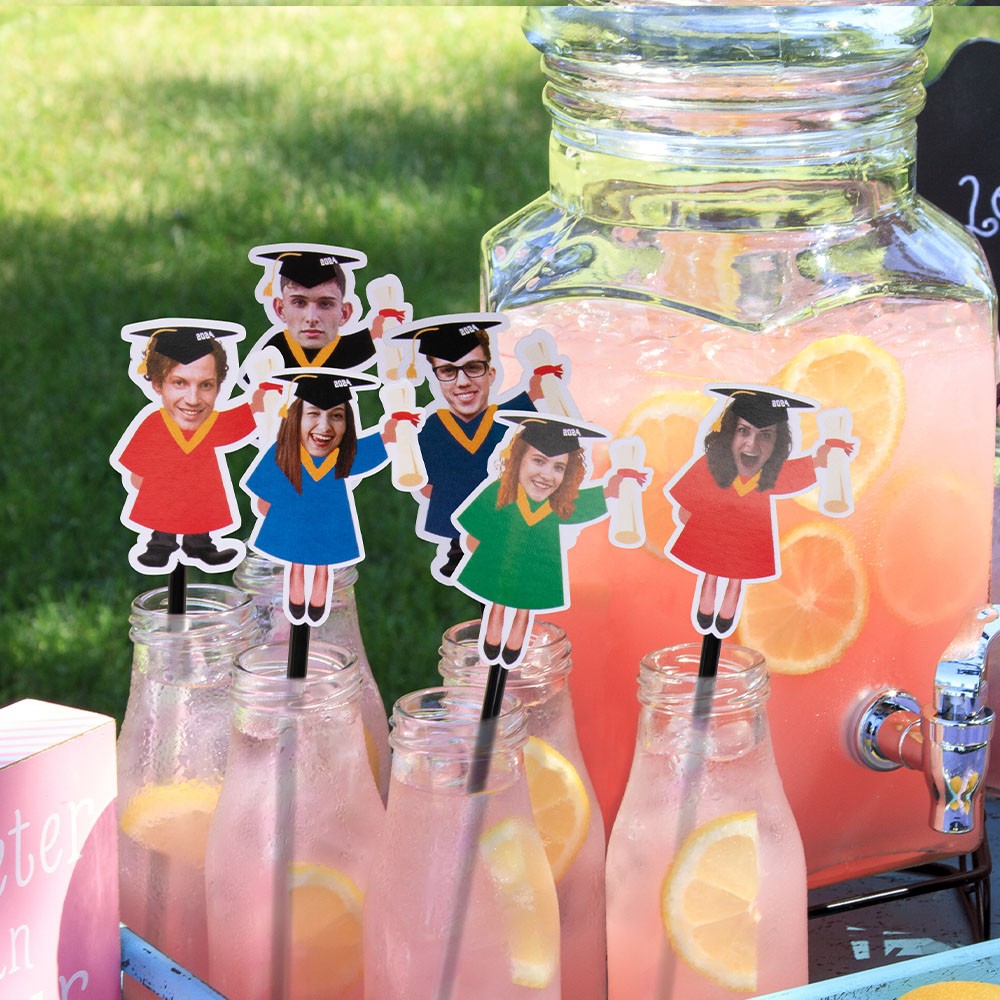 (Set of 15pcs)Personalized Face Photo Graduation Drink Stirrer, Funny ...