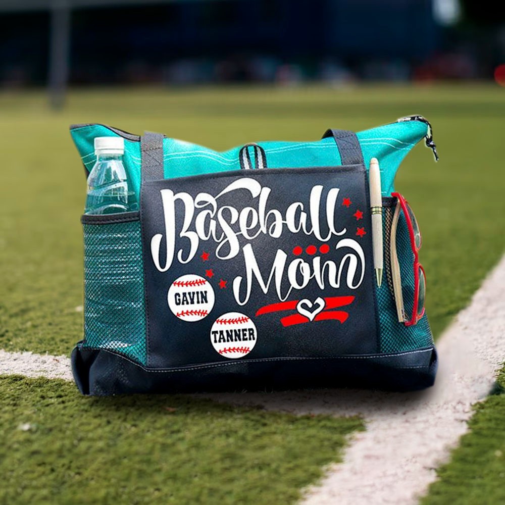 Custom Name Baseball/Softball Mom Lightweight Tote Bag, Canvas Sports ...