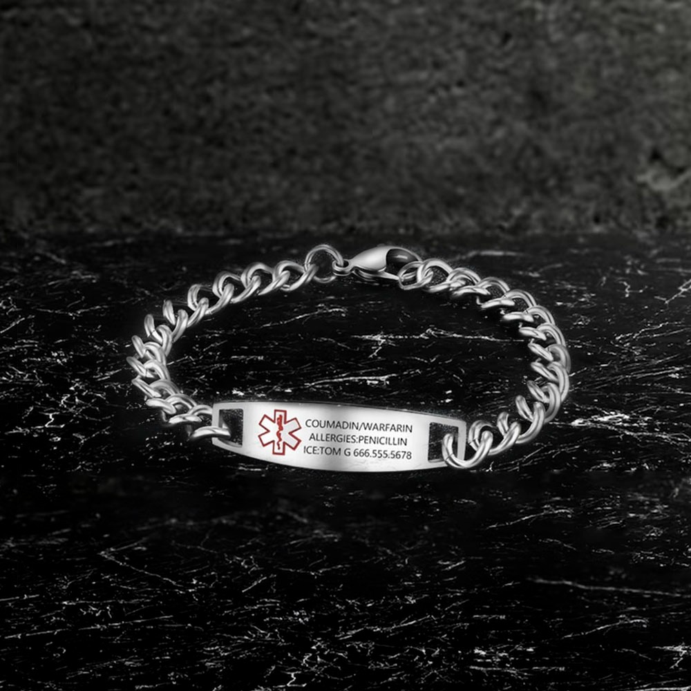 Custom Medical Bracelet, Waterproof Sport Alert ID Bracelet, Stainless ... Custom Medical Bracelet, Waterproof Sport Alert ID Bracelet, Stainless ...