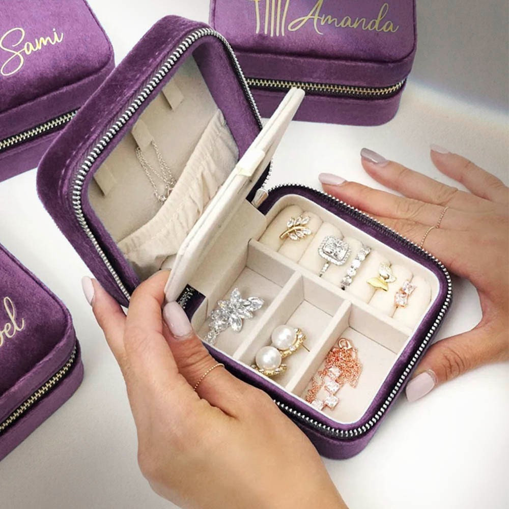 Birth Flower Jewelry Travel Case, Personalized Birthday Gift, Custom ...