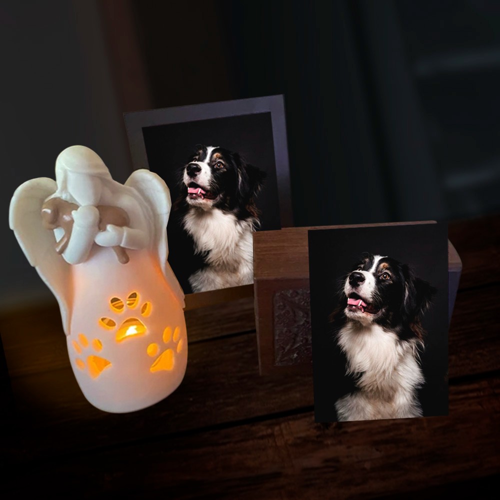 Cat's Angel Candle Holder Statue Led Candle, Dog Memorial Gifts, Pet ...
