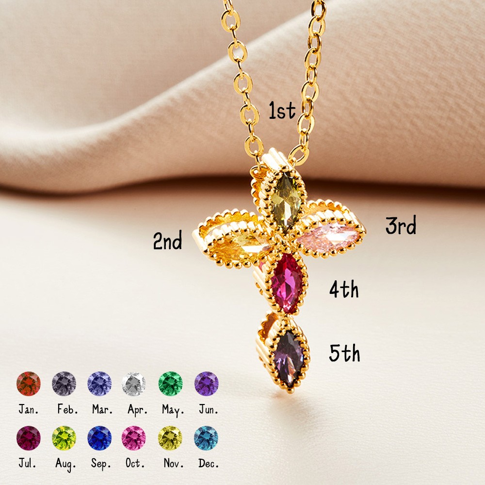 Personalized Birthstone Cross Necklace, Sterling Silver Cross Necklace ...
