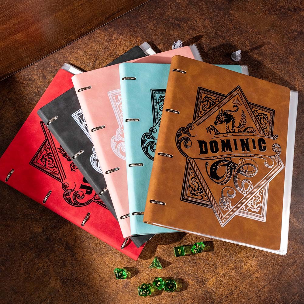 Personalized Character Sheet Storage Notebook, Leather Binder, DM gifts ...