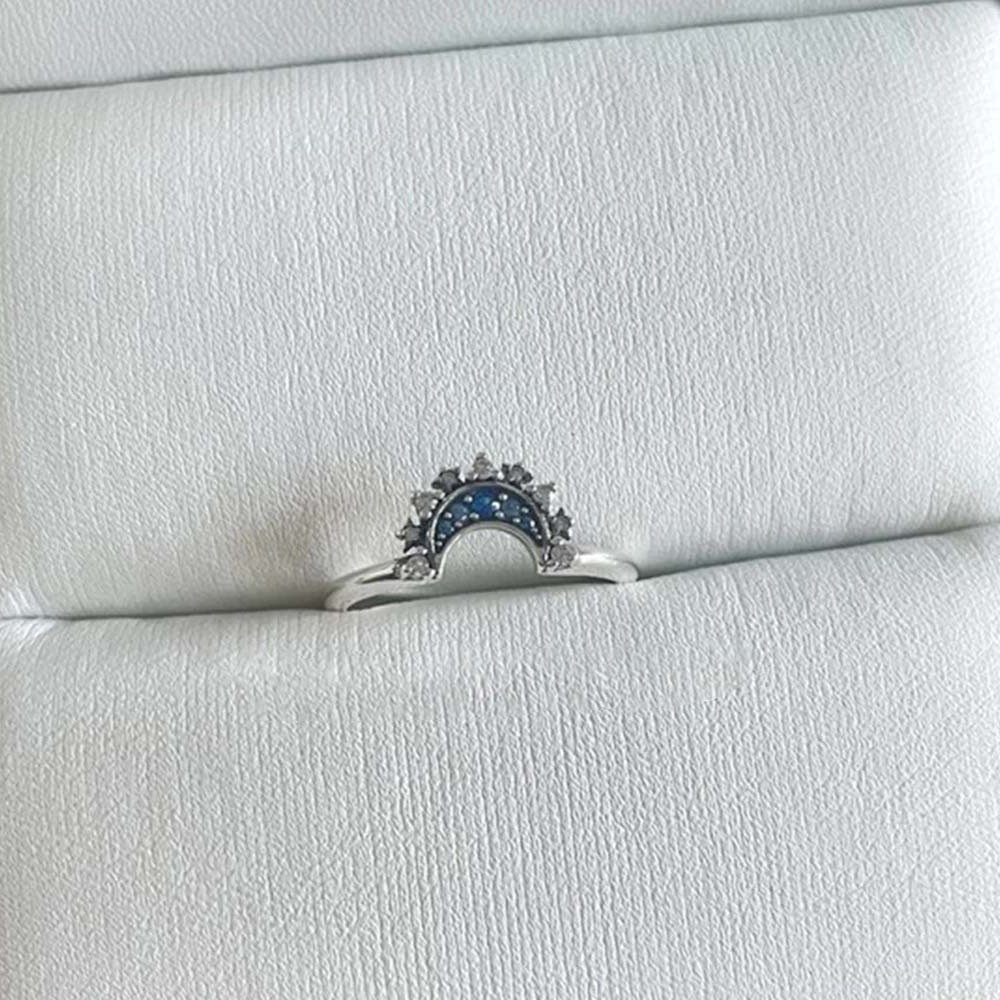 Celestial Blue Sparkling Moon Ring & Golden Sparkling Sun Ring, Couple ...