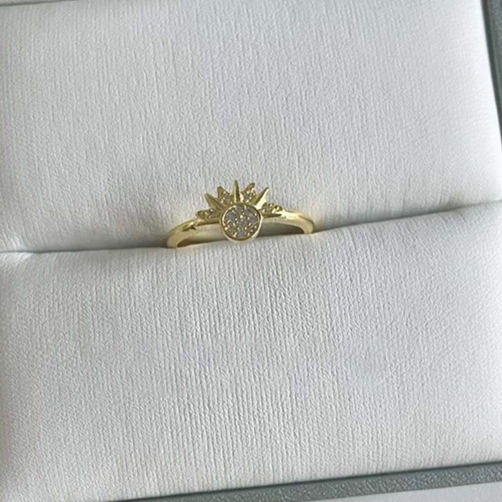 Celestial Blue Sparkling Moon Ring & Golden Sparkling Sun Ring, Couple ...