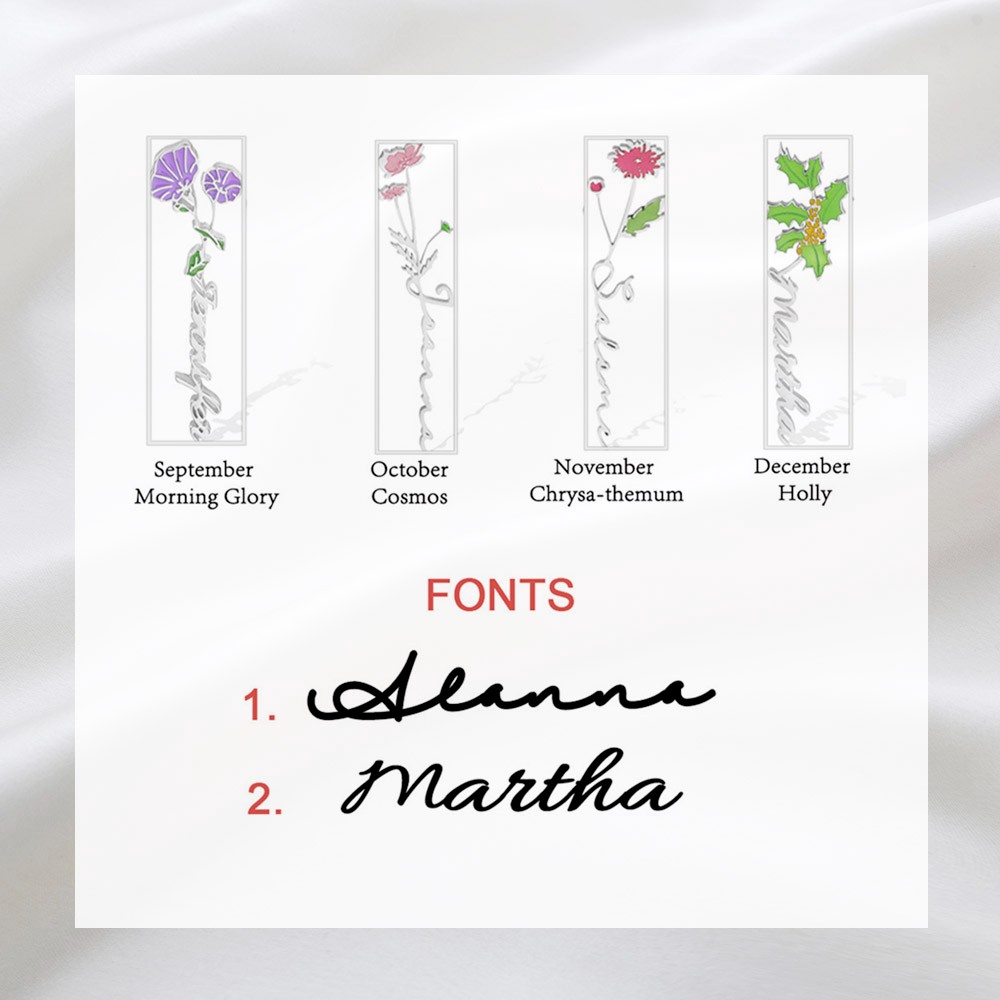 Custom Birth Flower Name Bookmark, Colorful Birthday Flower Stainless ...