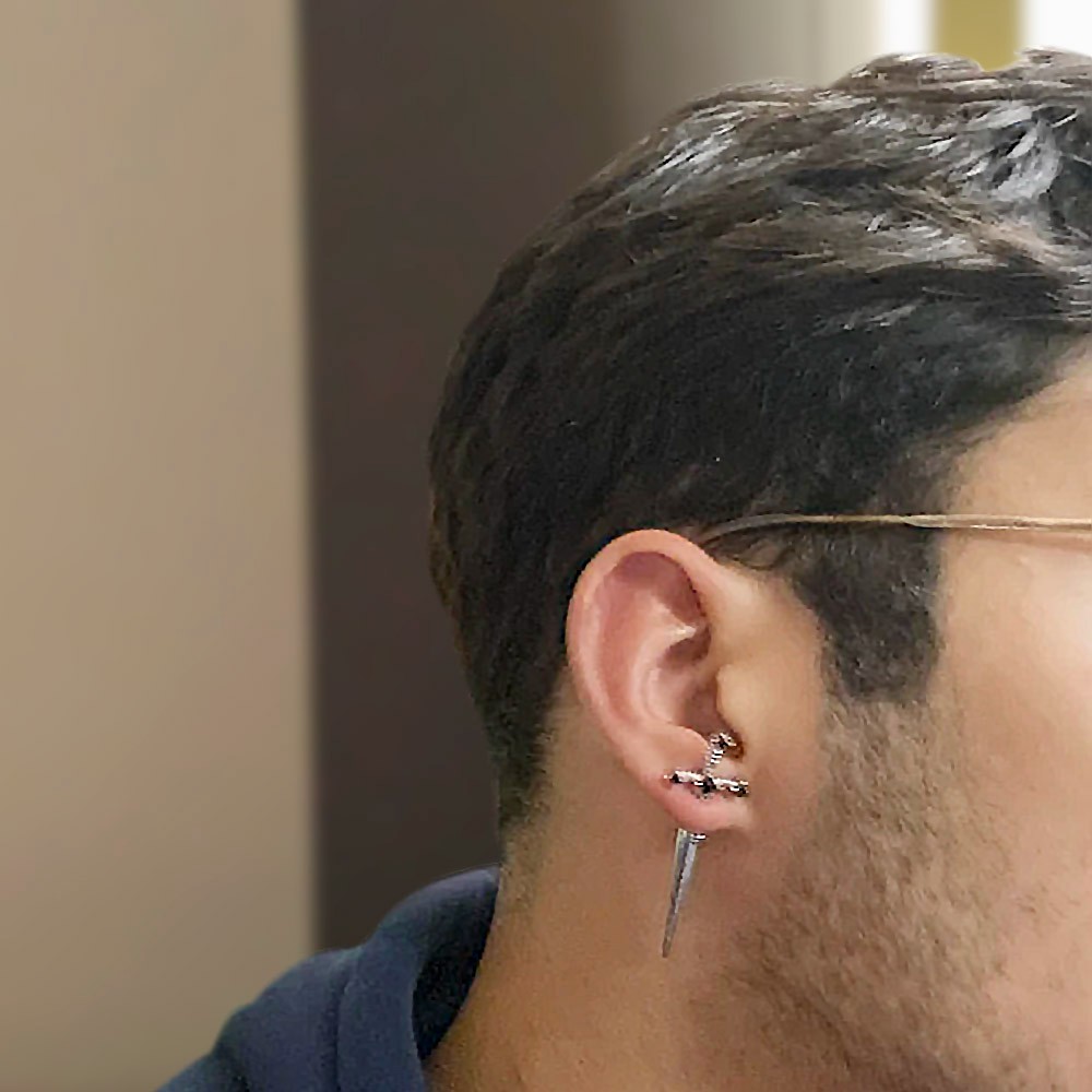 Custom Birthstone Sword Earrings, Punk Dagger Earrings, Stainless Steel ...