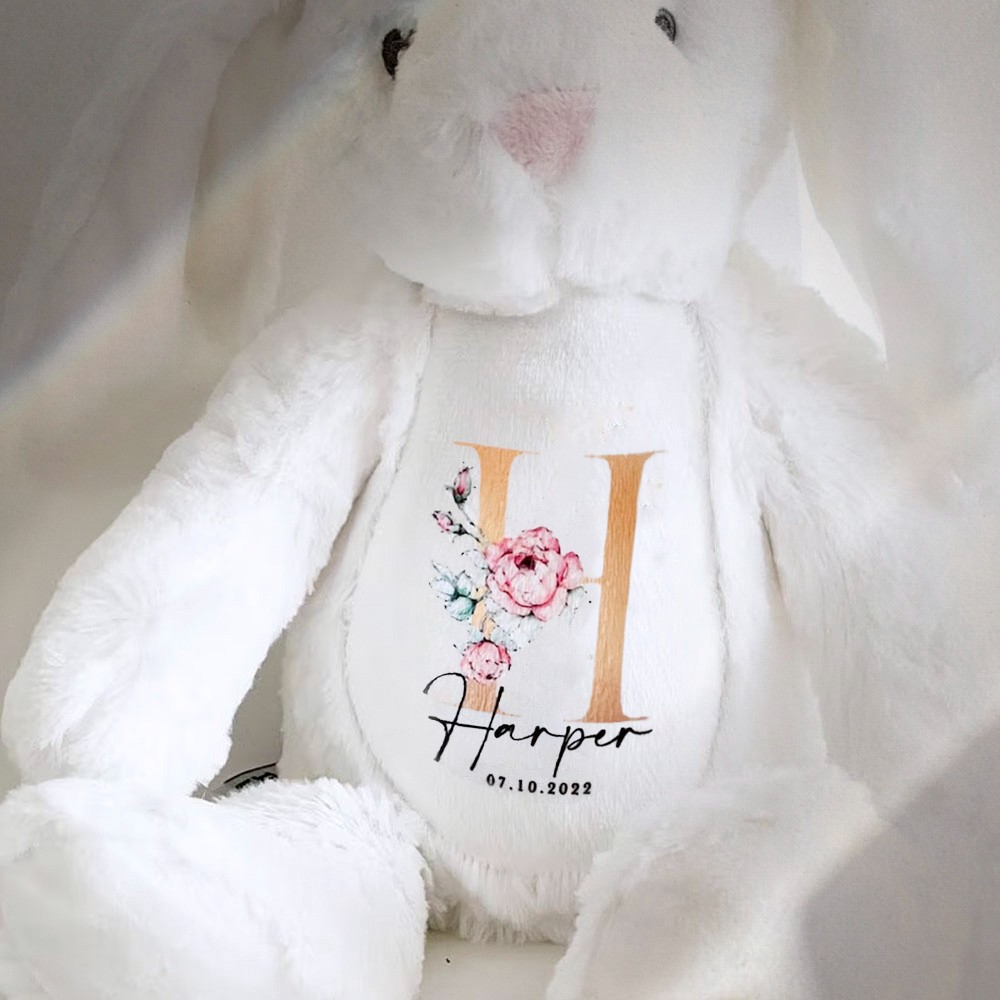 Personalized Initial Bunny Plush Toy, Soft Plush Baby Bunny, Cuddly Toy ...