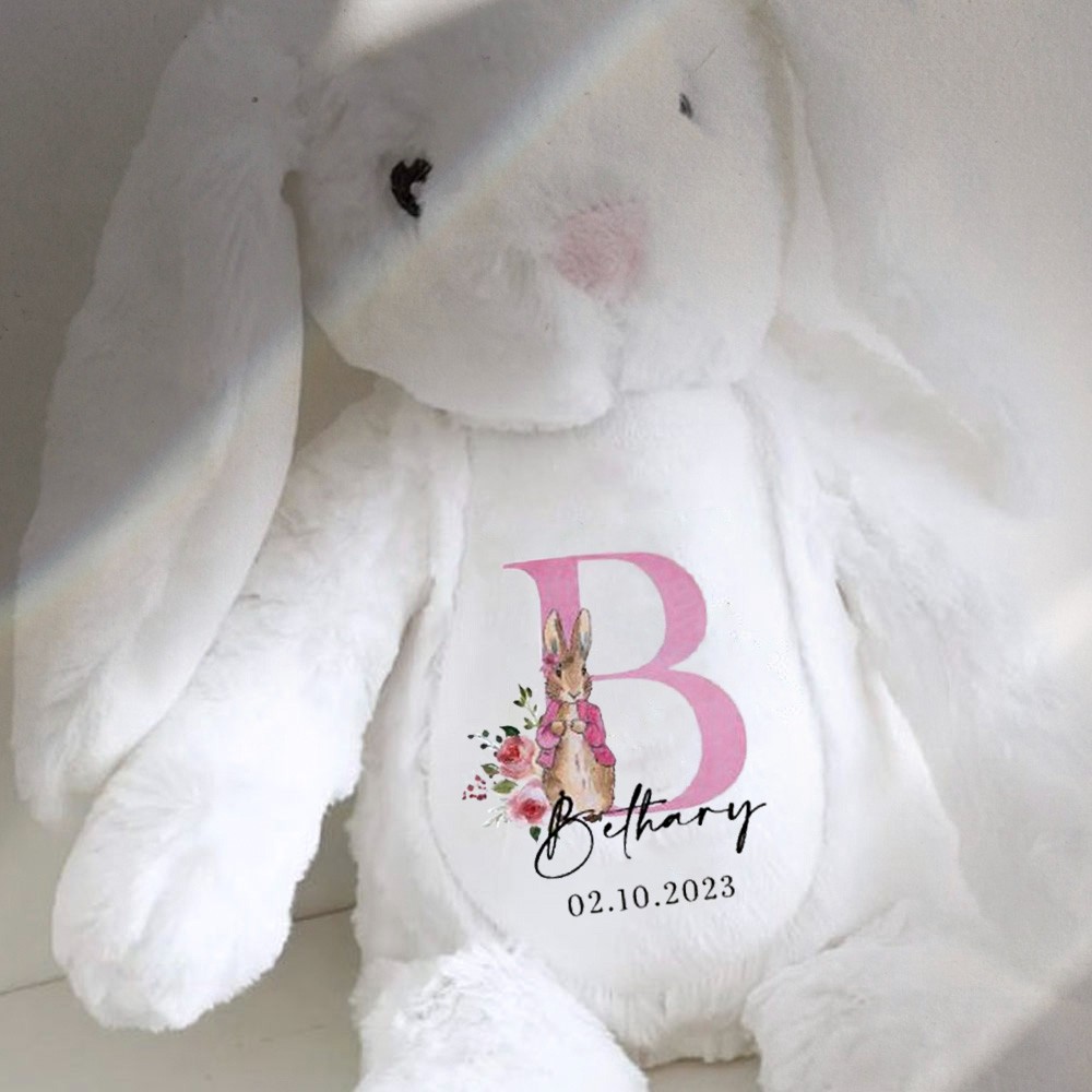 Jouet en peluche lapin initial personnalisé, lapin en peluche doux, peluche, cadeau de Pâques ...
