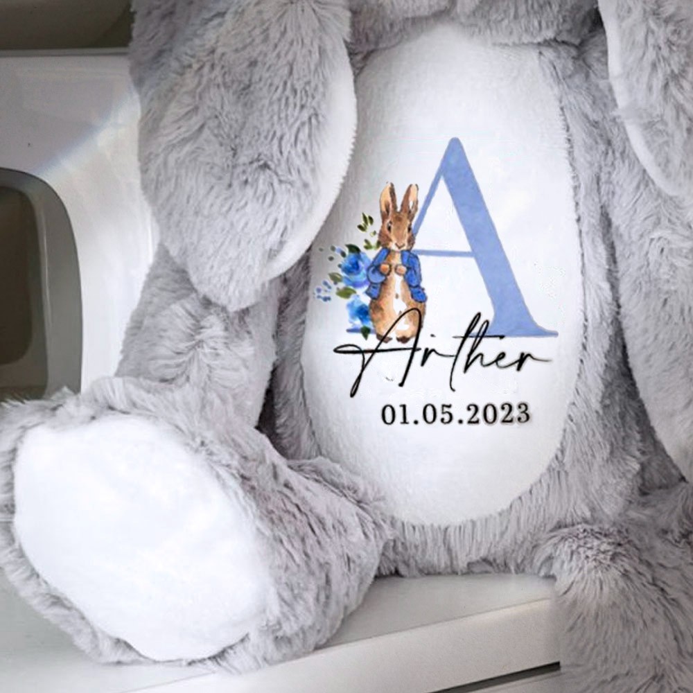 Jouet en peluche lapin initial personnalisé, lapin en peluche doux, peluche, cadeau de Pâques ...