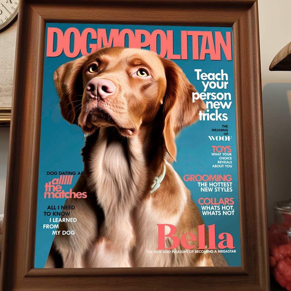 Personalized Name Pet Portrait Poster, Pet Magazine Covers, Custom Dog ...