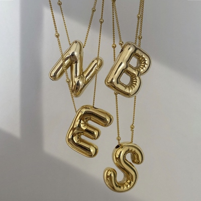 Custom Balloon Letter Necklace with Beaded Satellite Chain ...