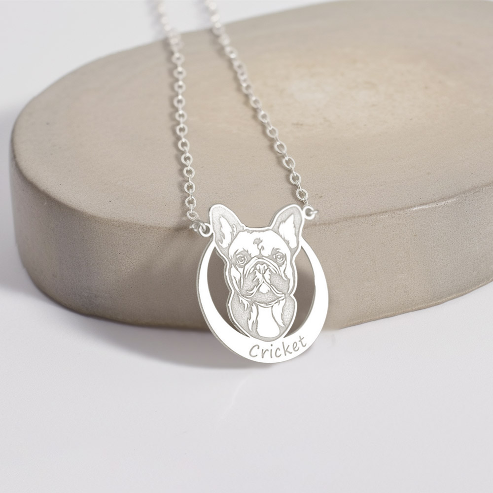 Custom Name Pet Portrait Engraved Necklace, Sterling Silver 925 Dog ...
