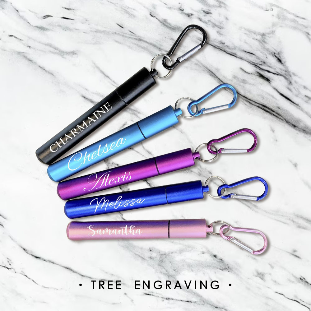 Personalized Reusable Drinking Straw, Collapsible Stainless Steel Straw ...