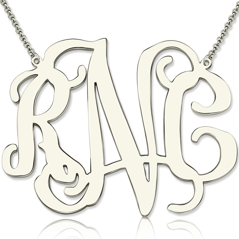 Sterling Silver Custom 2" XXL Celebrity Monogram Necklace Unique Gift ...