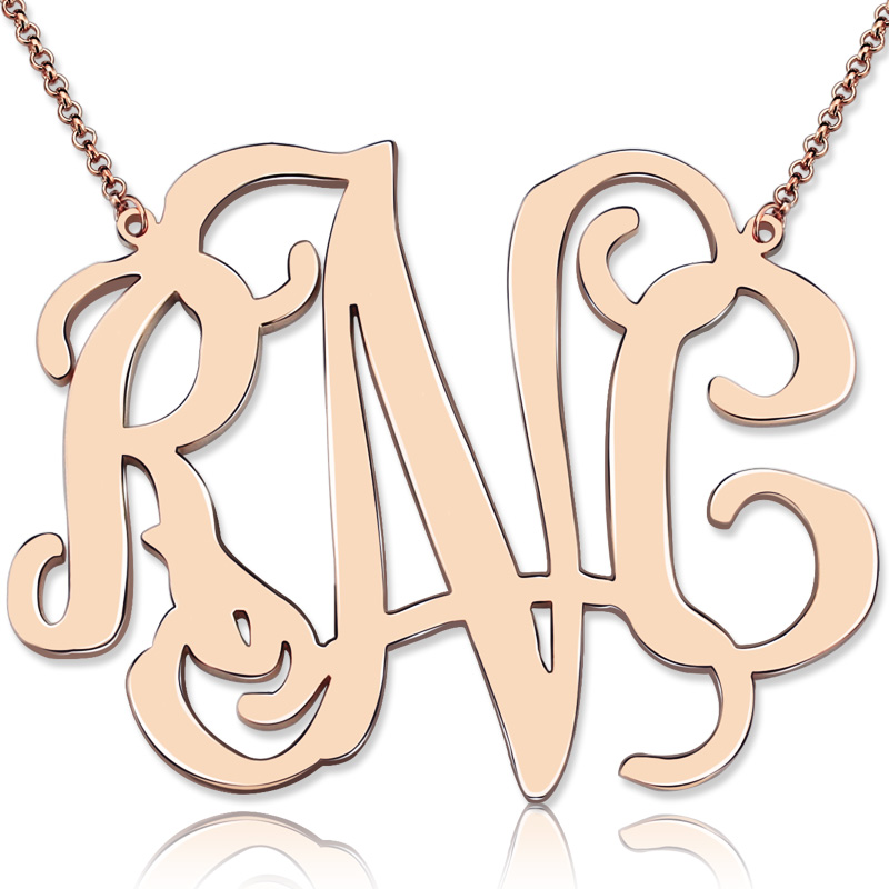 Rose Gold Custom 2" XXL Celebrity Monogram Necklace Unique Gift ...