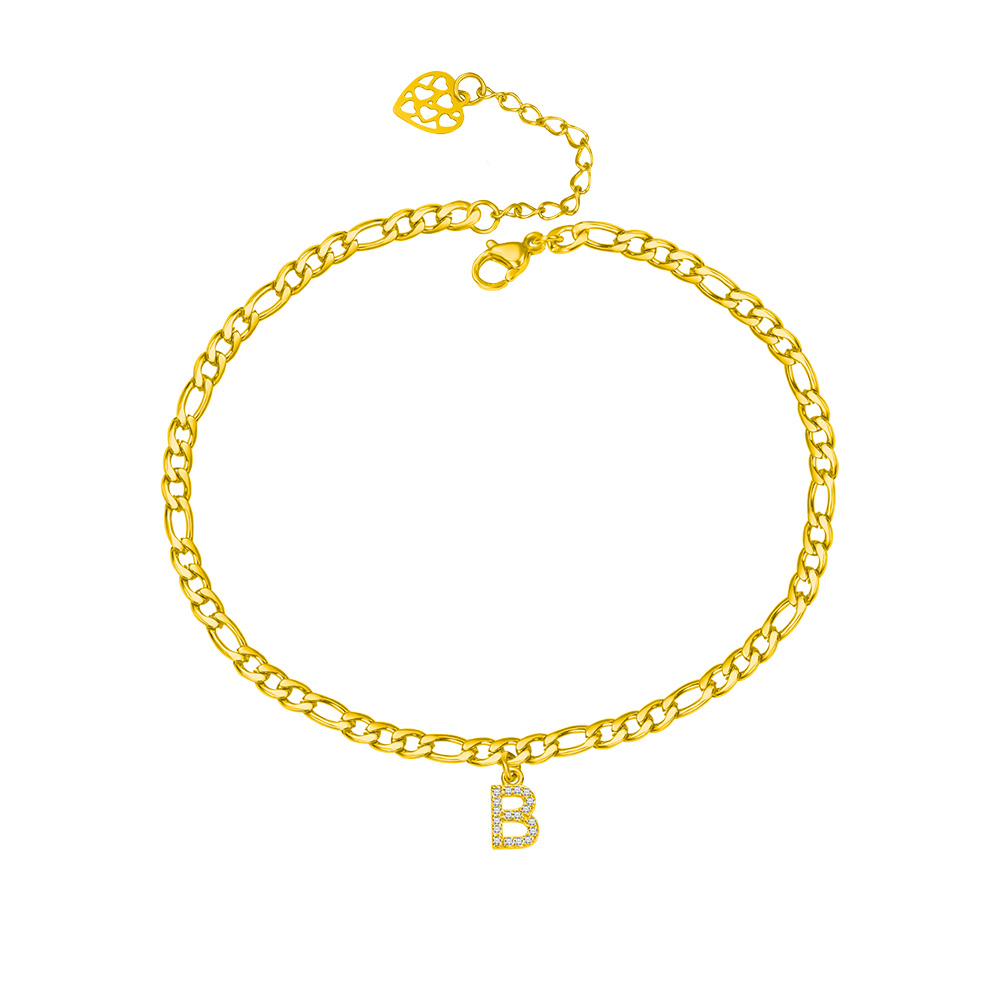 Personalized Unique Sparkle Initial Anklet for Woman