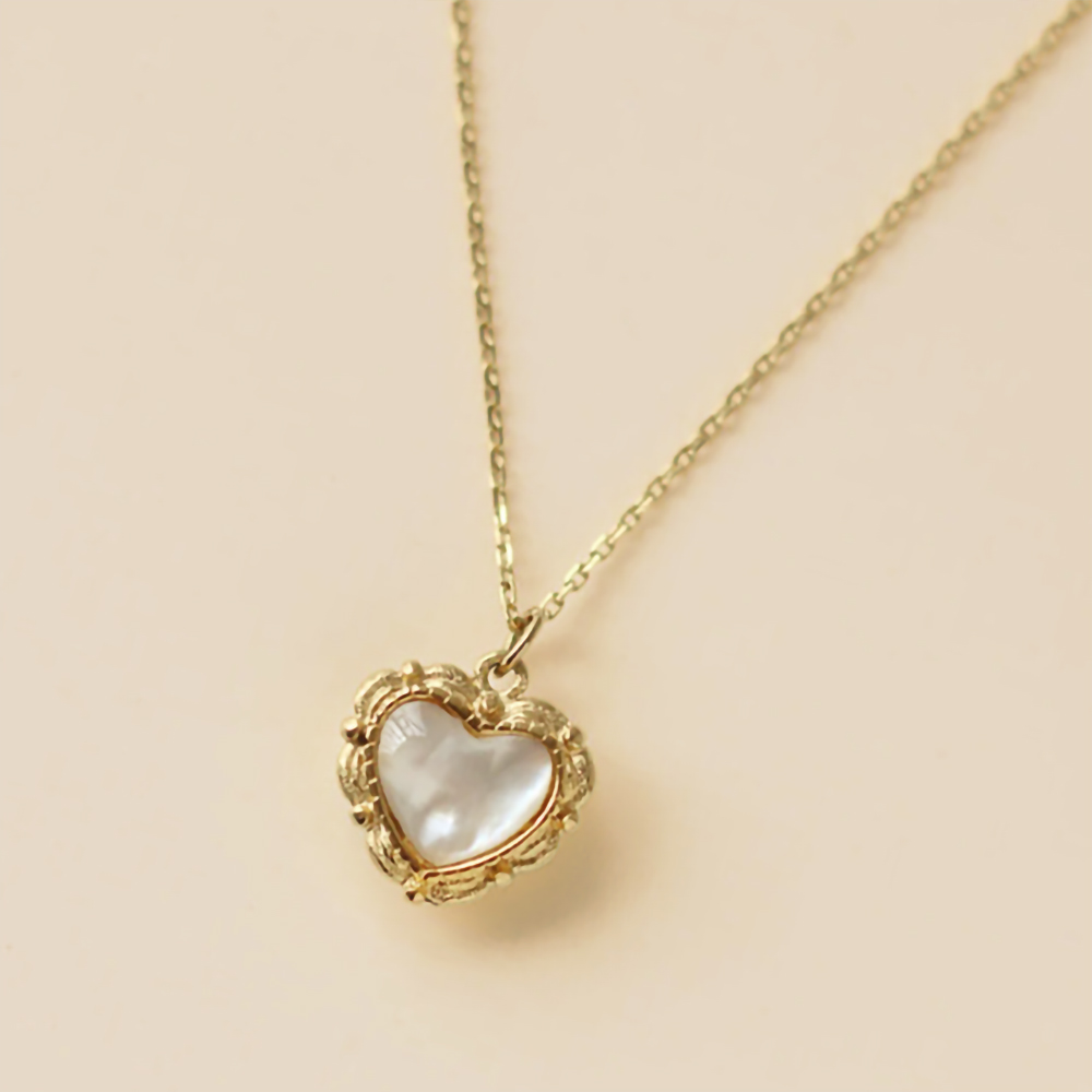 Mother of Pearl Heart Necklace, Vintage Heart Necklace, Pearl Necklace ...