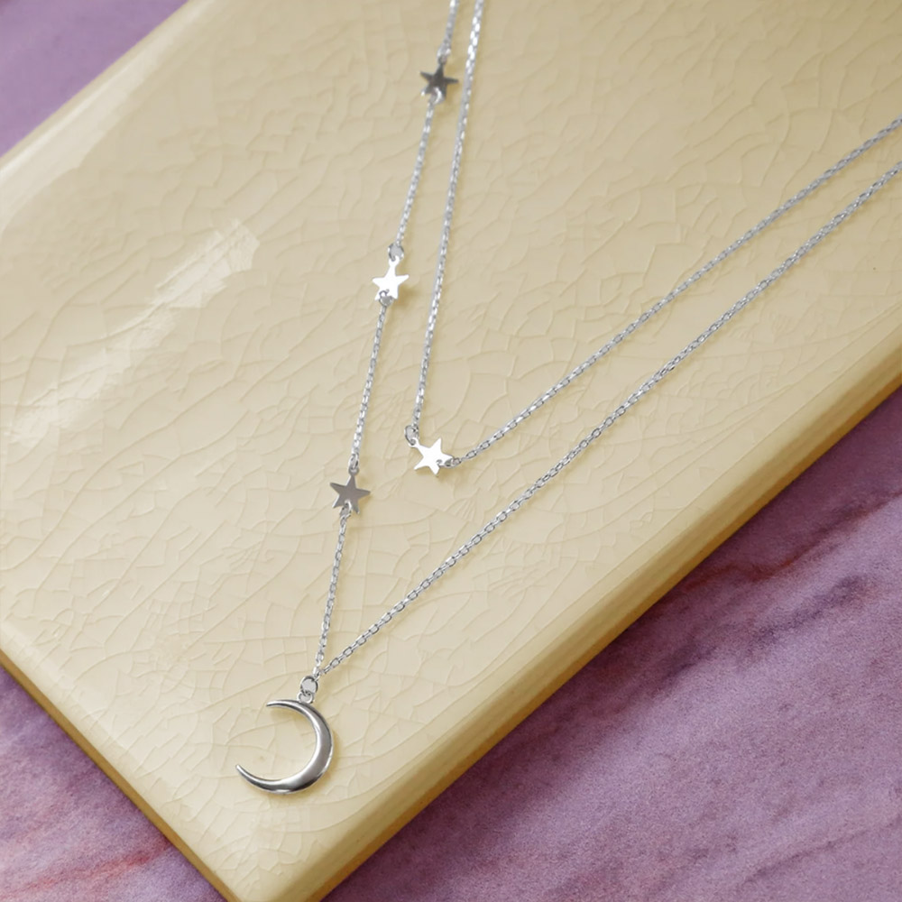 Collar de estrella de la luna en capas, gargantilla de estrella Simple ...