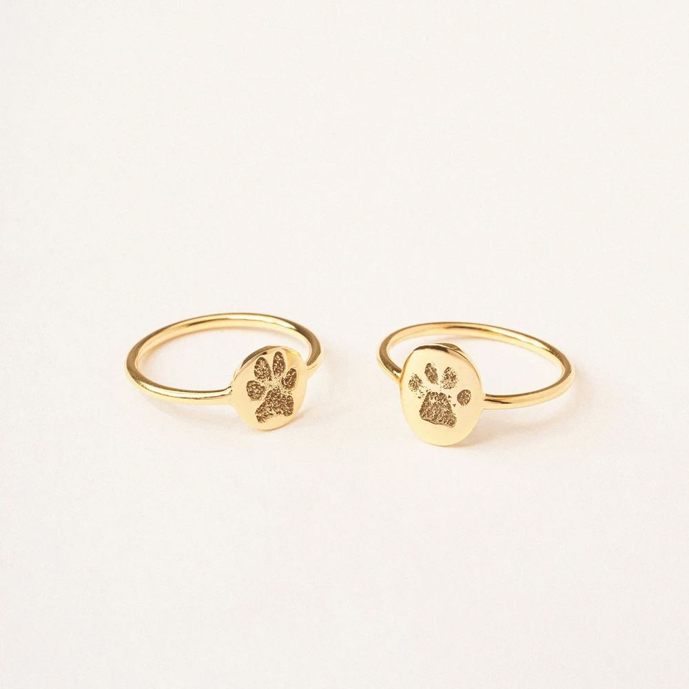 Custom Engraved Paw Print Ring, Sterling Silver 925 Pet Jewelry ...