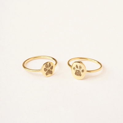 Custom Engraved Paw Print Ring, Sterling Silver 925 Pet Jewelry ...