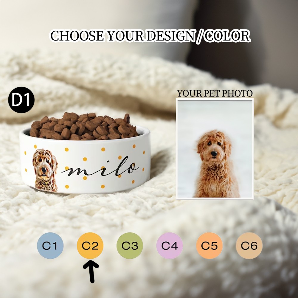 Personalized Dog Bowl with Photo & Name, Custom Ceramic Pet Treat ...