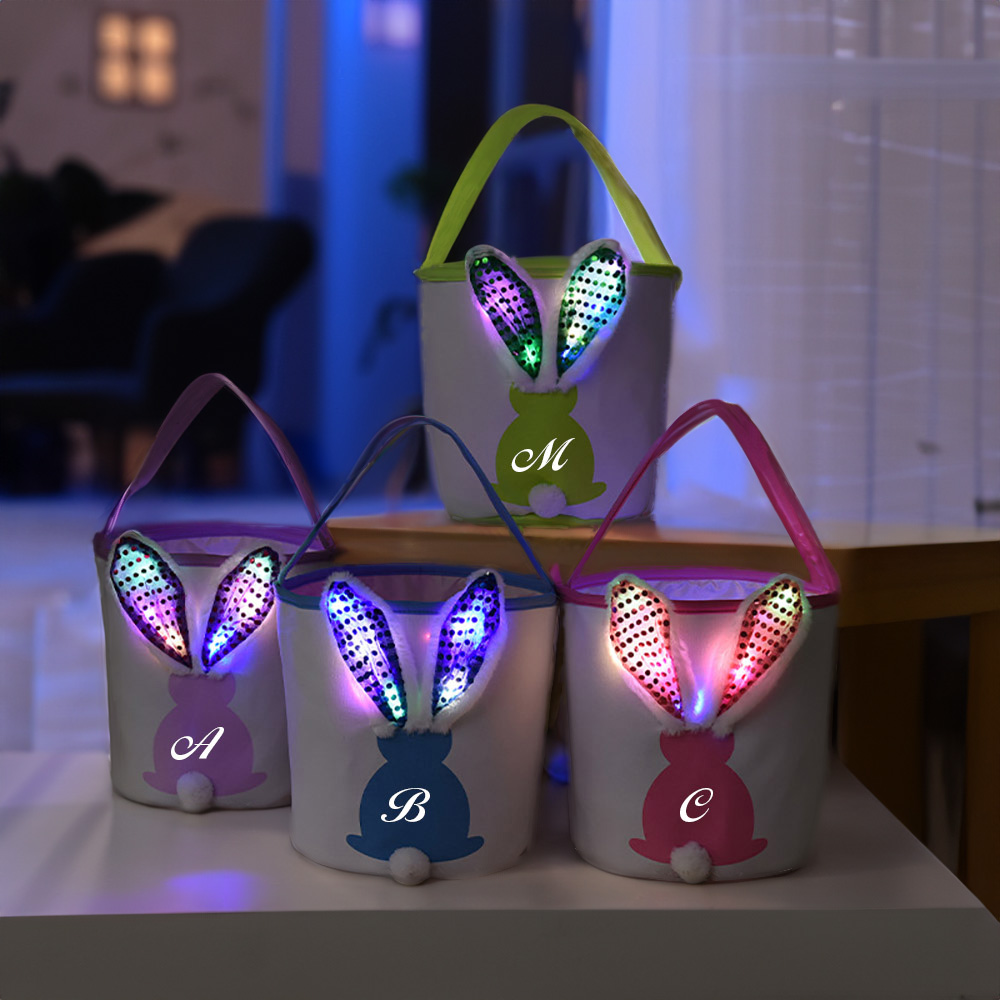 Personalized Easter Bunny Glow Basket, Custom Initial Easter Glow ...
