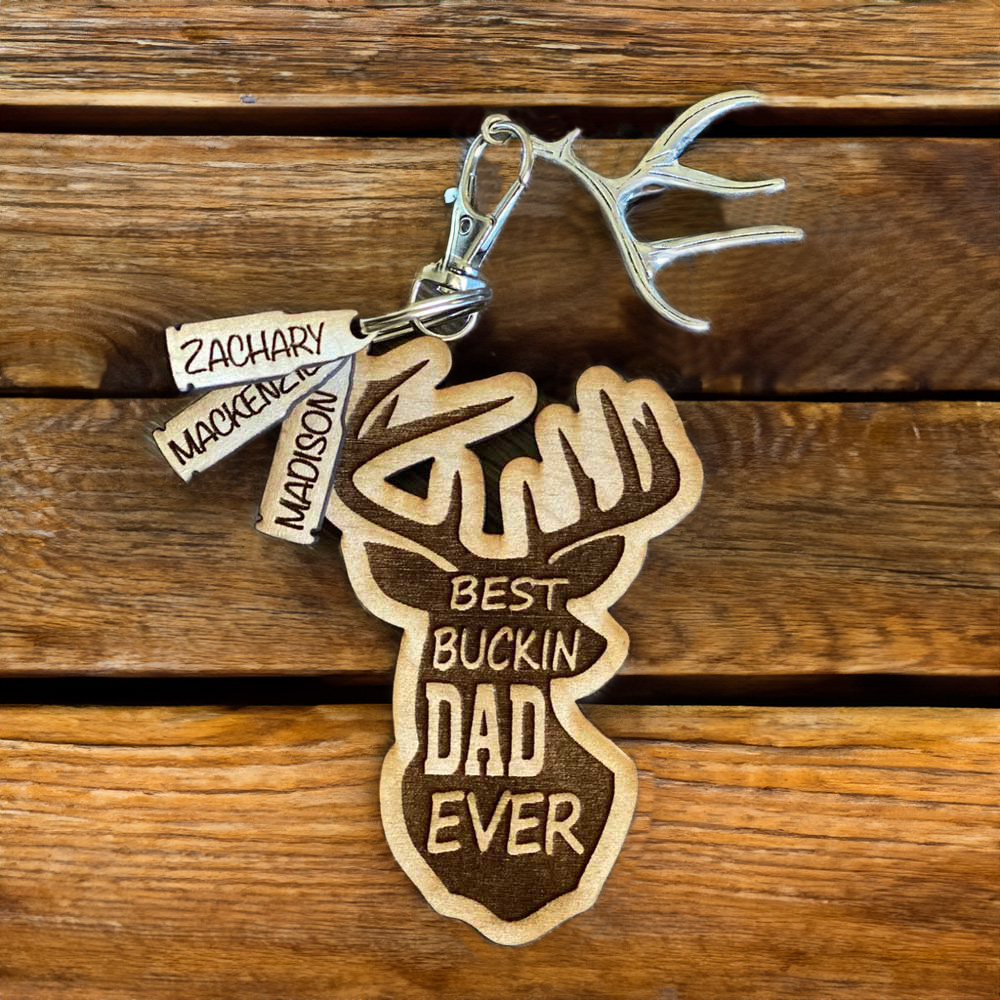 Personalized Name Deer Head Keychain, Laser Engraved Wood Best Buckin ...