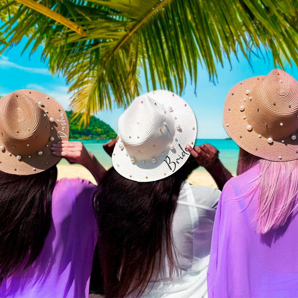Custom Denim bridal Pearl Hats, Personalized Sun Hats, Denim Sun Hats ...
