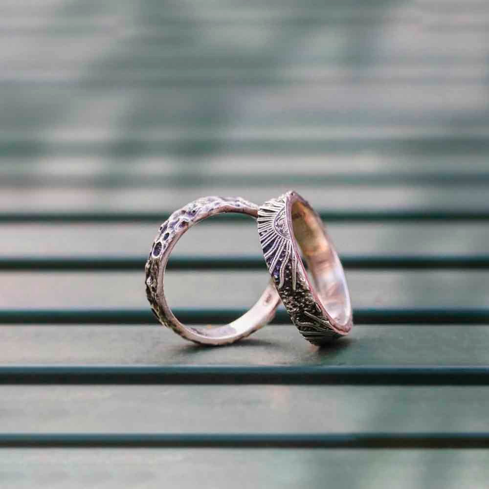 Sun & Moon Promise Rings, Sterling Silver 925 Couple Rings, Couple Ring ...