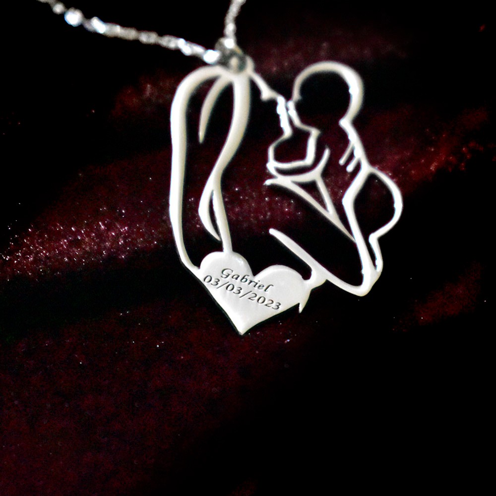 Benutzerdefinierte Name Mutter und Baby Halskette, personalisierte Mutter und Kind Herz ...
