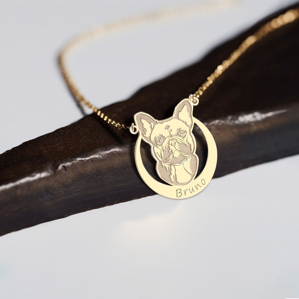 Custom Name Pet Portrait Engraved Necklace, Sterling Silver 925 Dog ...