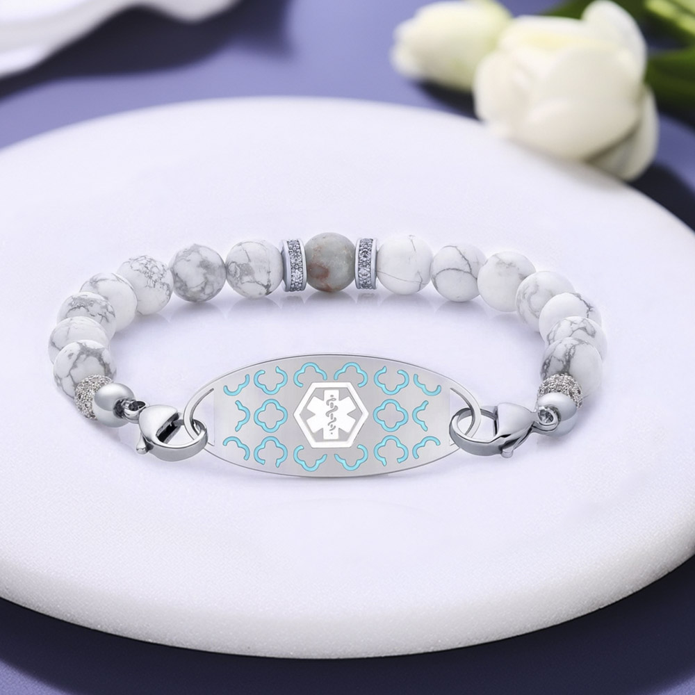 Custom Medical Alert Bracelet, 7 Chakras Beaded Emergency Bracelet ...