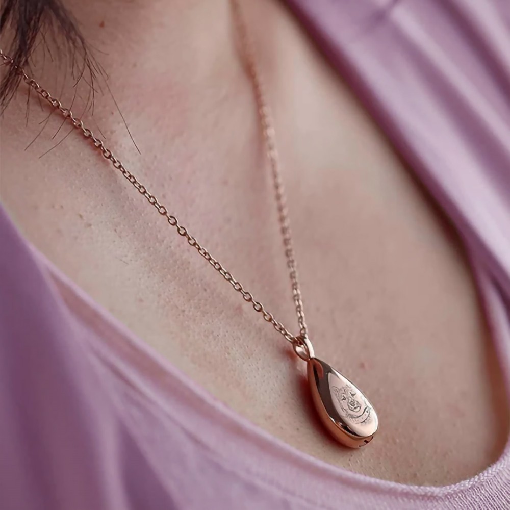 Custom Portrait Tear Drop Cremation Urn Necklace, Teardrop Urn Necklace ...