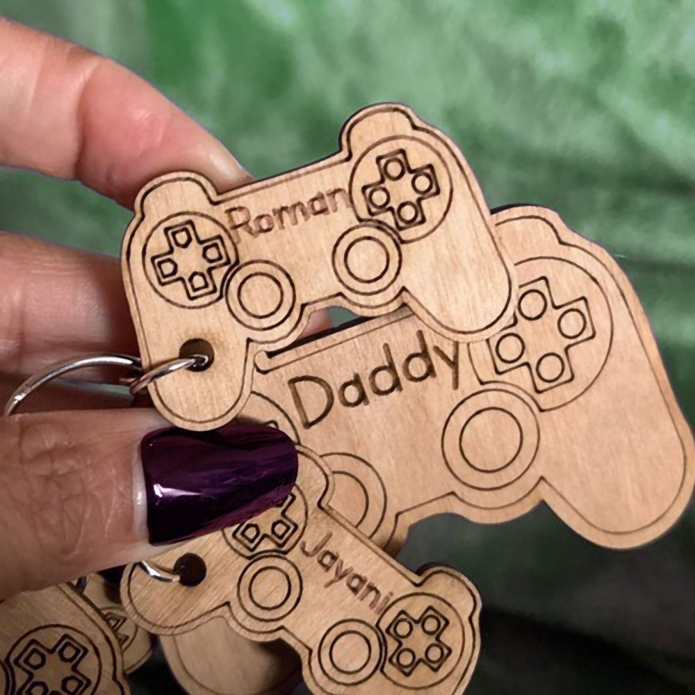 Personalized Video Game Keychain, Wooden Keychain, Game Controller Key ...