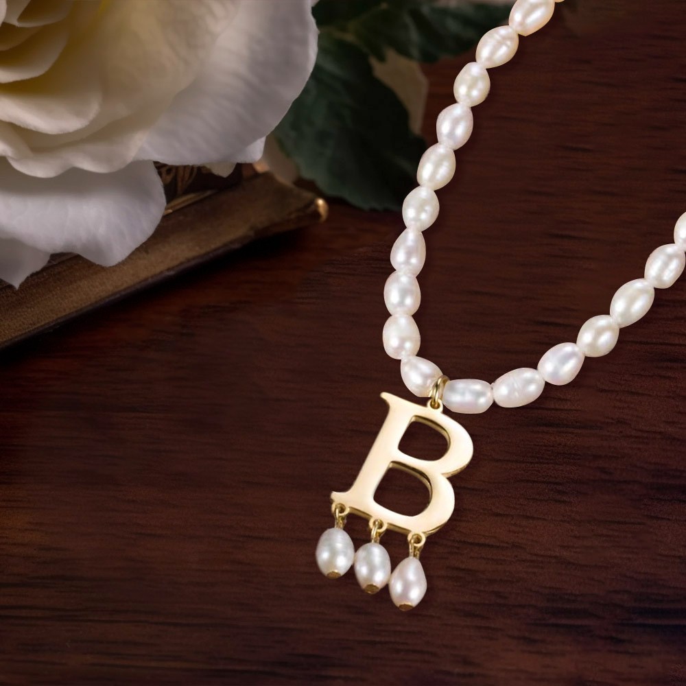 Collier de perles pendentif initiale en or personnalisé, collier tour ...