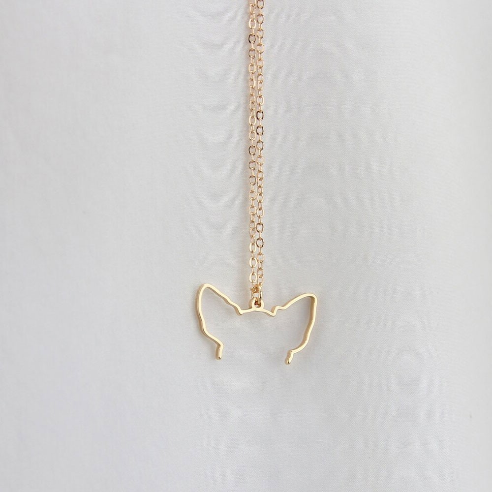 Custom Dog Ears Outline Necklace, Drawing Jewelry, Pet Silhouette ...