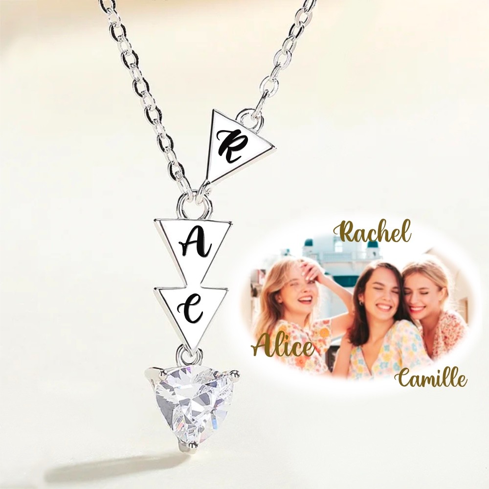 Personalized Triple Triangle Initial Necklace with Zirconia, Thank You ...