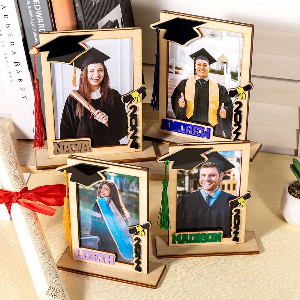 Custom Graduation Photo Frame, Class of 2024 Wood Picture Frame with ...