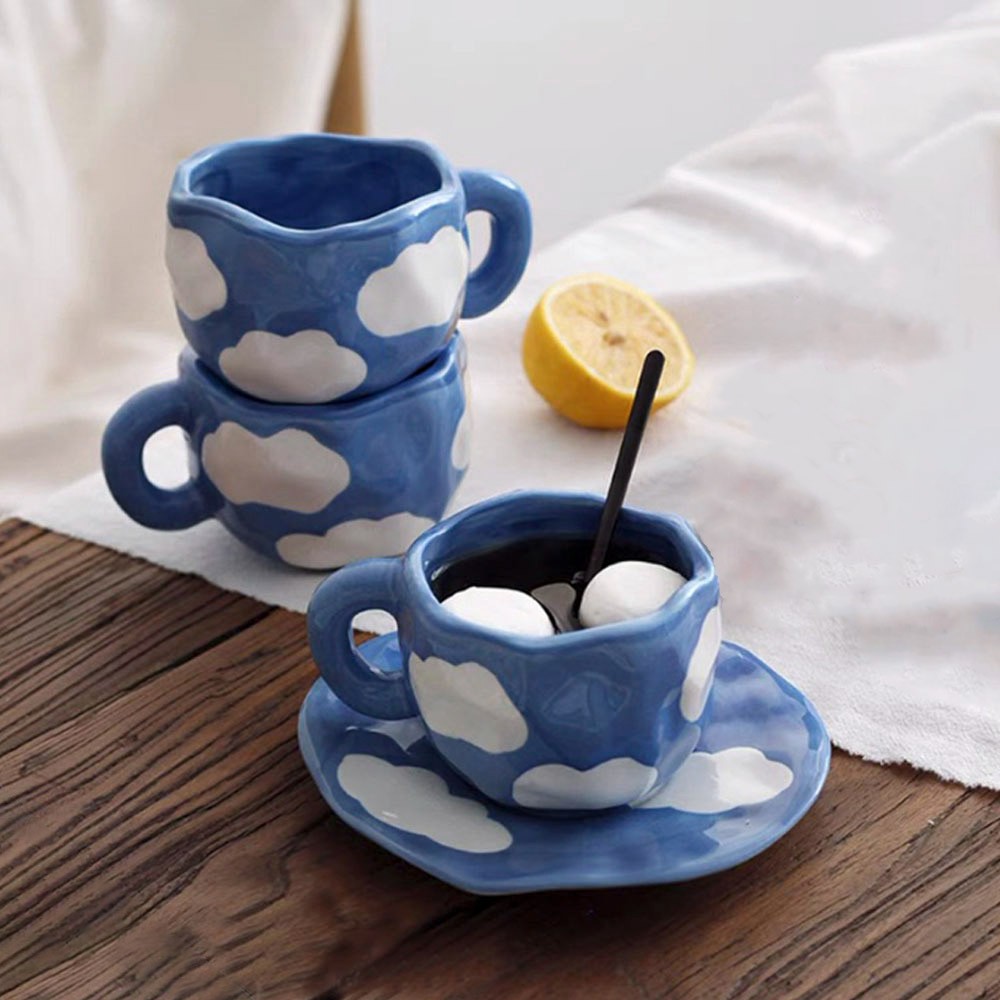 Ensemble de tasses florales en céramique, tasses à café mignonnes ...