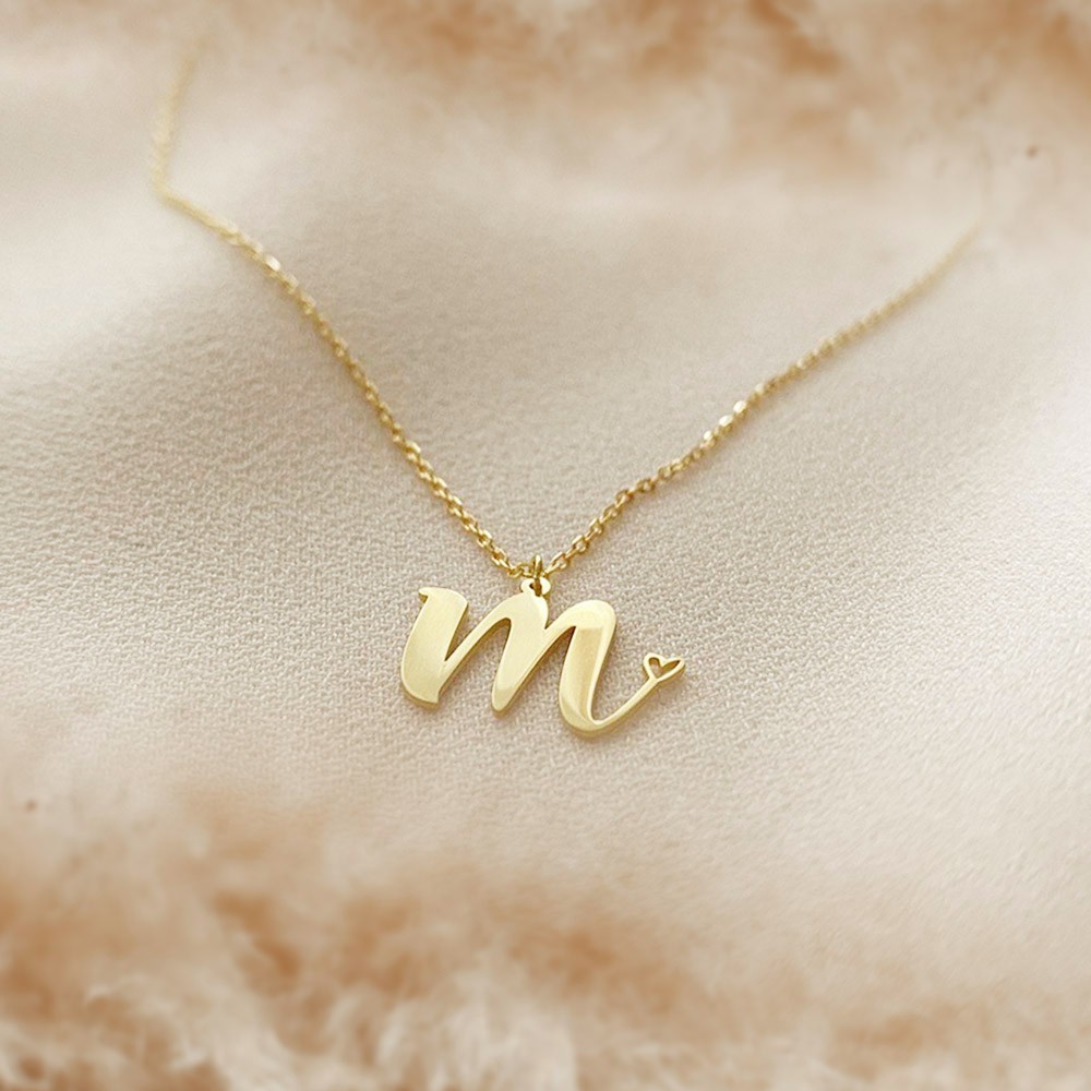 Personalized Initial Necklace with Tiny Heart, Custom Letter Necklaces ...