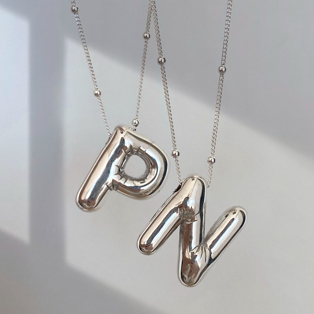 Custom Balloon Letter Necklace with Beaded Satellite Chain ...