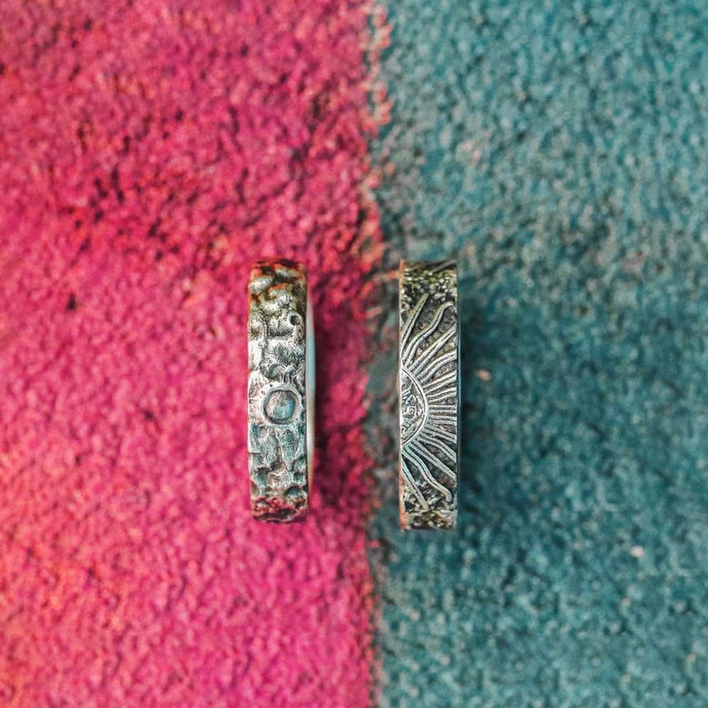 Bagues de promesse soleil et lune, bagues de couple en argent sterling ...